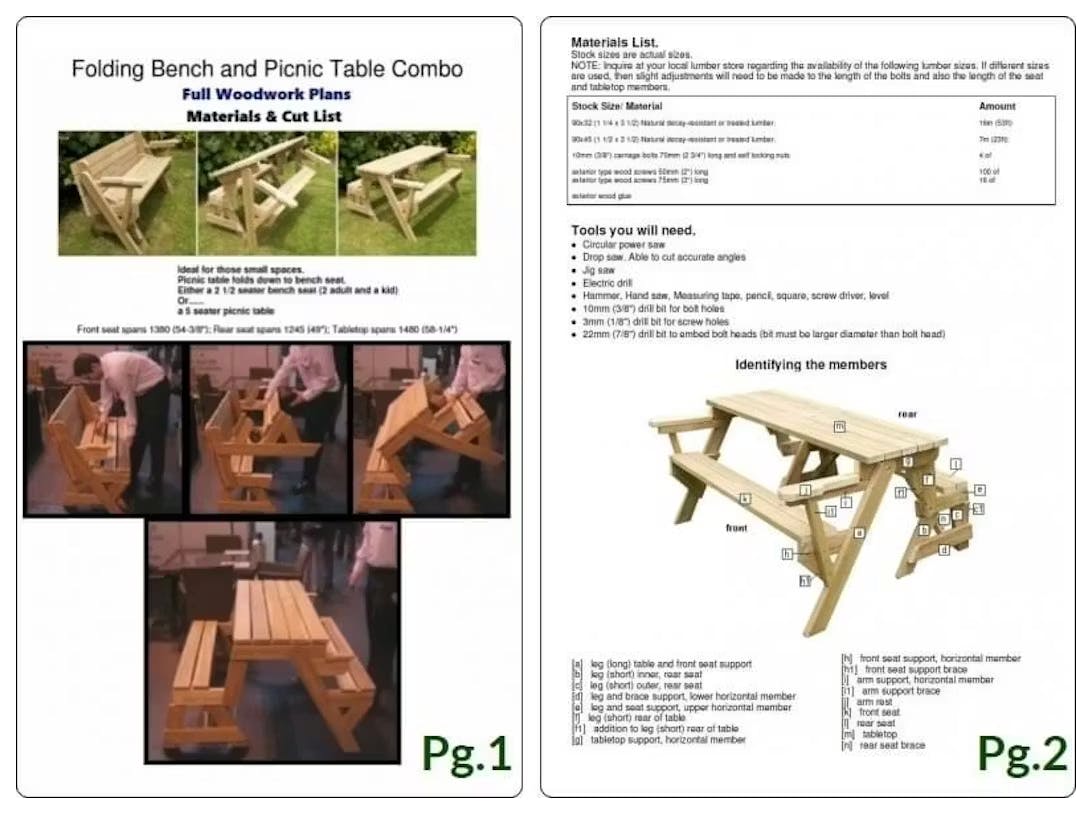 Get Your Free DIY Folding Bench/Table 2-in-1 Transformer Plan