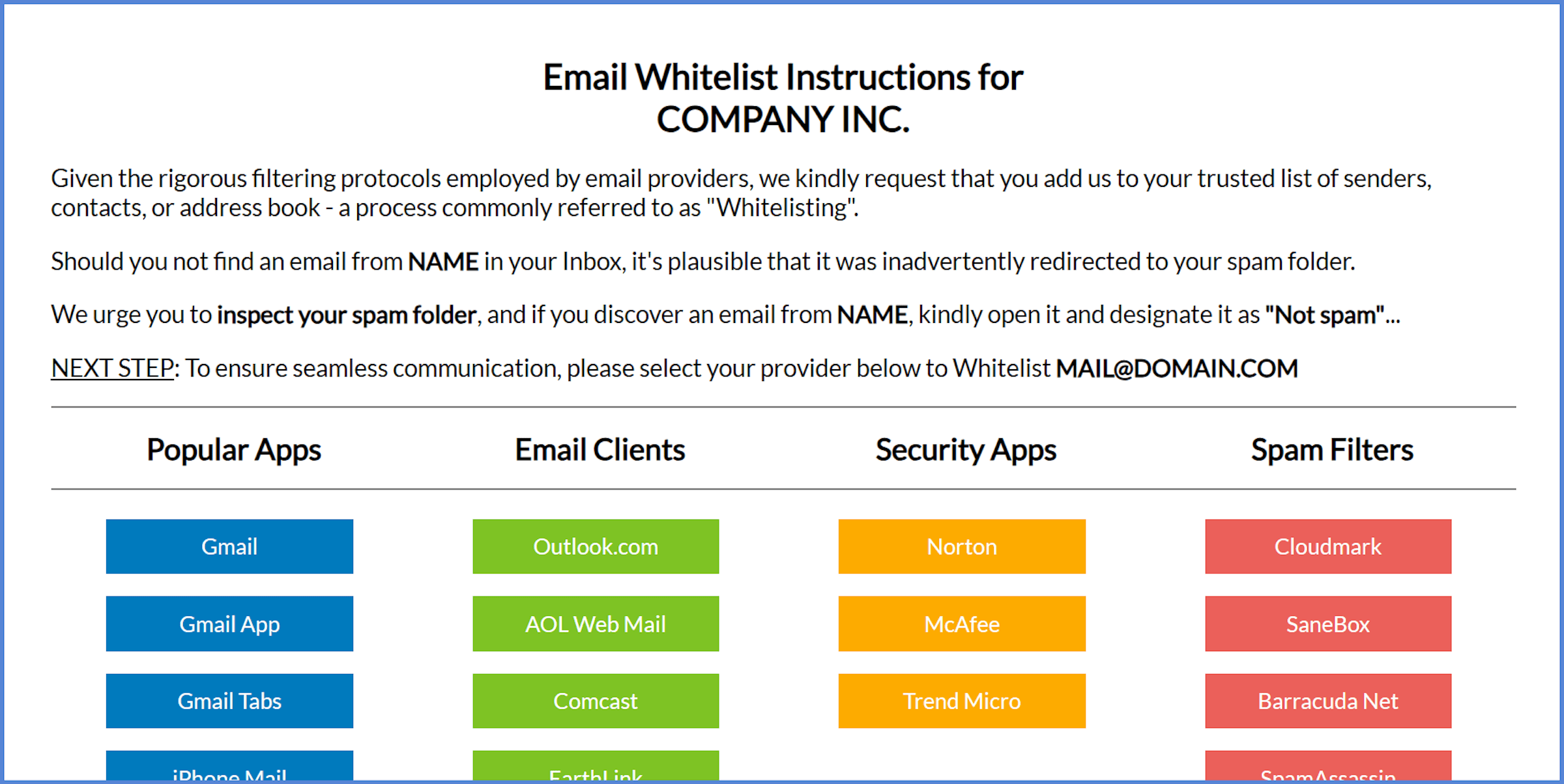 Email Whitelist Instructions Generator - Free & Easy
