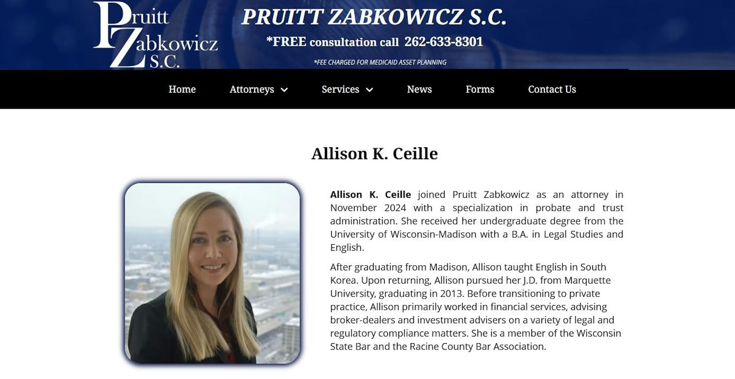 Allison K. Ceille | Pruitt Zabkowicz S.C.